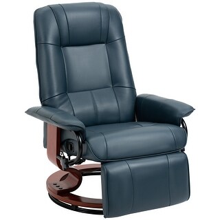 Blue Swivel PU Leather Recliner with Extendable Footrest - Bed Bath ...