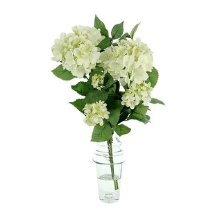 Hydrangea Floral Arrangement in a Tall Clear Glass Vase - Bed Bath ...