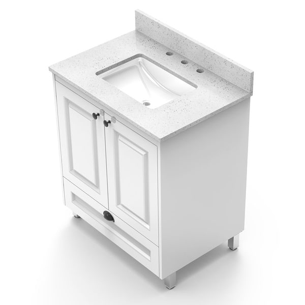 Winette 31" x 22" Engineer Marble Bathroom Vanity Top in Speckled White ...