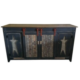 Primitive Pine 60" TV Stand with Star Cut Outs - Bed Bath & Beyond ...