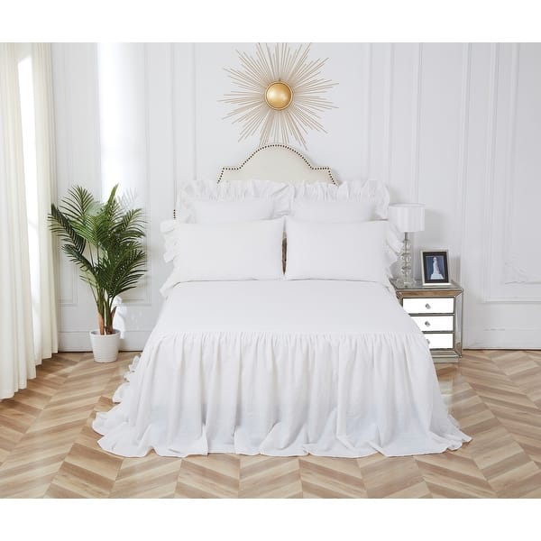 Ruffled Queen Bedspread White - Bed Bath & Beyond - 37366005