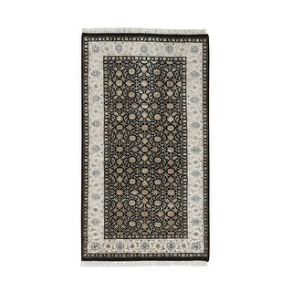 Hand Knotted Black Fine Oriental with Wool Oriental Rug (2'5" x 4'7 ...