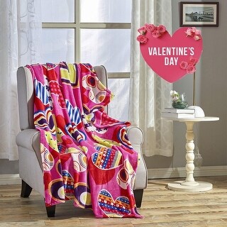 Heart Ultra Plush Throw Blanket Soft Printed Valentine's Day Valentina ...
