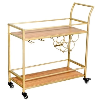 Kitchen Storage Bar Serving Cart with Wine Rack Gold - Bed Bath ...
