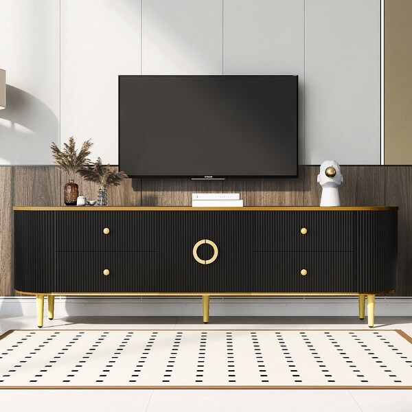 Elegant Curved TV Stand with Gold Accents Ample Storage for 80 Inch TVs Stylish and Functional Bed Bath Beyond 41673781