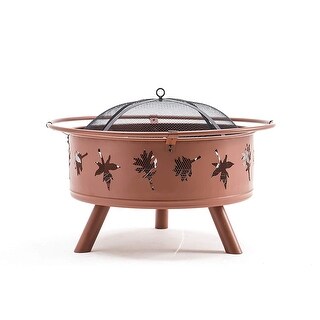 32" Metal Bronze Fire Pit Round Table Patio Fire Bowl Heater/BBQ/Ice ...