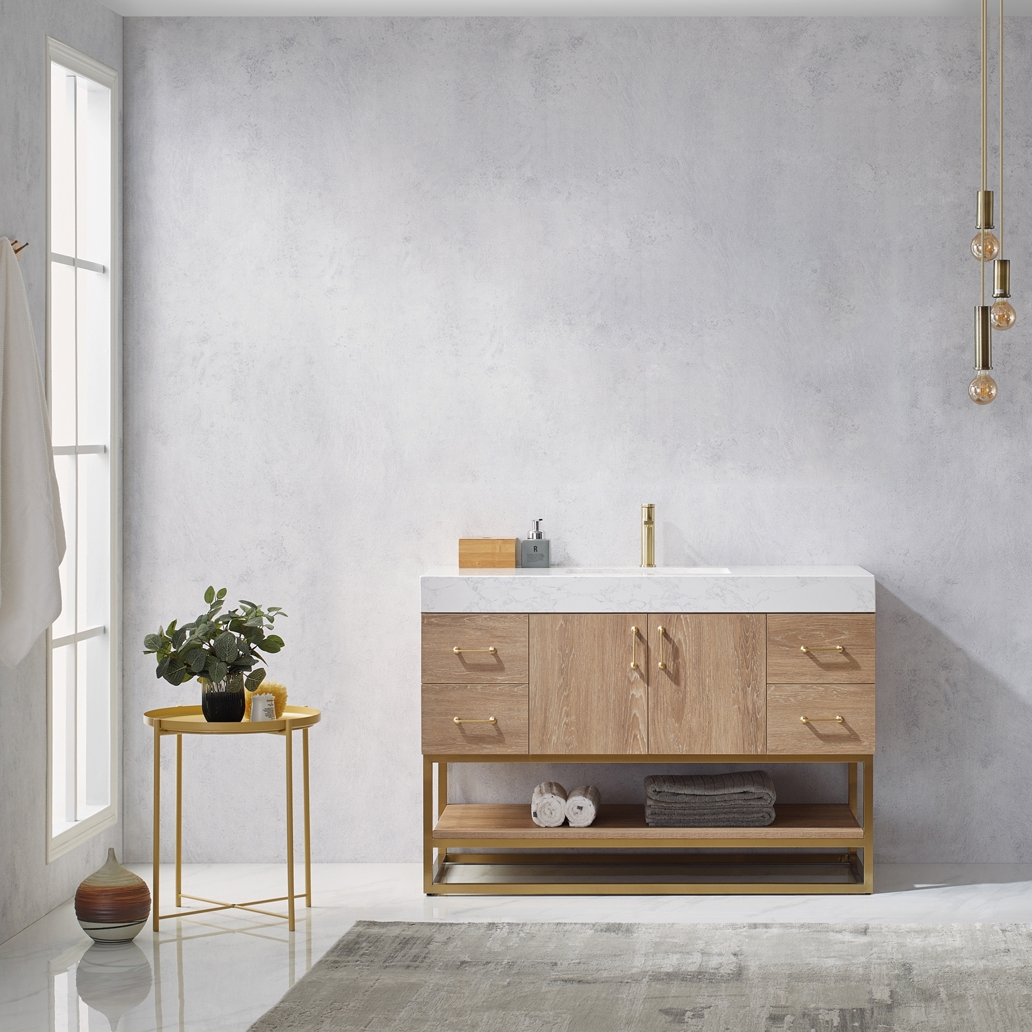 Alistair 42" Vanity with White Grain Stone Countertop Without Mirror ...