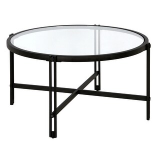 HomeRoots 32" Black Glass And Steel Round Coffee Table - 32 - Bed Bath ...