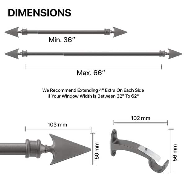 Deco Essential 3/4 Inch Curtain Rod for Windows & Doors Curtains ...