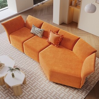 Stylish Sectional Sofa, Comfort Adjustable Back Polyester Upholstery ...