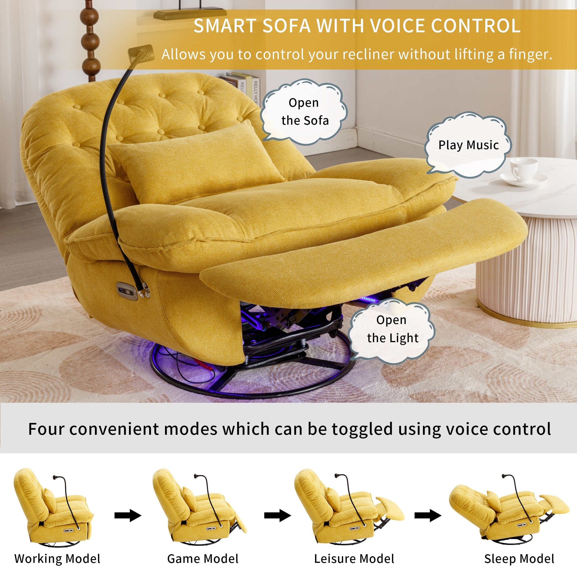 Yellow Mid-Century Modern Recliner Chairs - Bed Bath & Beyond