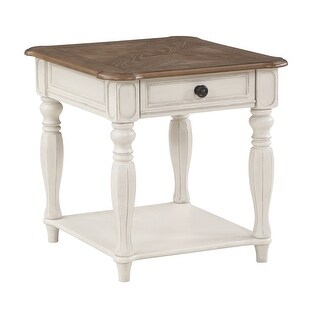 ACME Florian End Table in Oak and Antique White - Bed Bath & Beyond ...