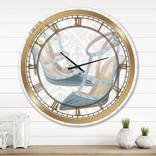 Designart 'Glam cosmetics Blue Shoes' Posh & Luxe Large Wall CLock ...