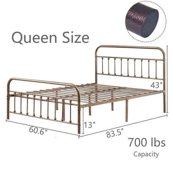 Metal Platform Bed Frame with Headboard and Footboard, Heavy Duty Slat ...