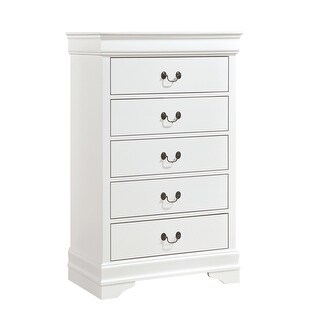 Traditional Design Chest with Antique Drop Handles and 5 Drawers - Bed ...