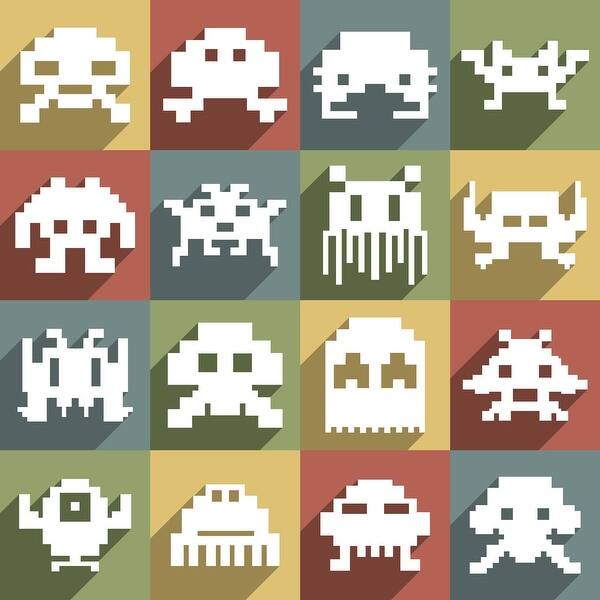 Green Space Invaders Peel and Stick Removable Wallpaper 8542 - Bed Bath ...