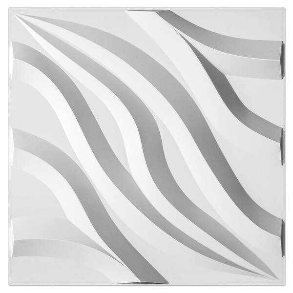 Art3d PVC 3D Wall Tile-Flowing Wave in White, Paintable 3D Panel, 19 ...