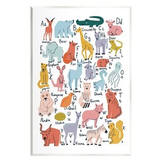 Stupell Various Animal Alphabet Chart Educational Nature Wildlife Wood ...