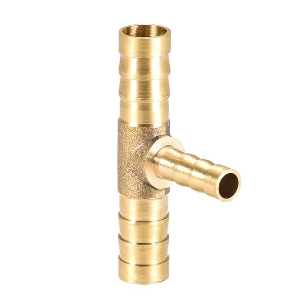 10mm x 6mm x 10mm Brass Hose Reduce Barb Fitting Tee T-Shaped 3 Way Barbed - Gold Tone - Bed ...