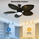 Moasis 52" Palm Leaf Ceiling Fan with Light Tropical Style with Remote ...