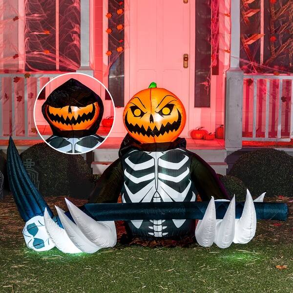 Syncfun 4ft Ground Breaker Pumpkin Reaper Inflatable with Scythe and ...