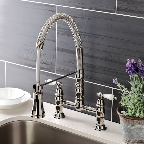 Kingston Brass Heritage 1.8 GPM Widespread Bridge Pull Down Kitchen - Bed Bath & Beyond - 34770786