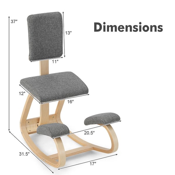 Gymax Ergonomic Kneeling Chair Upright Posture Polyester Support Chair ...