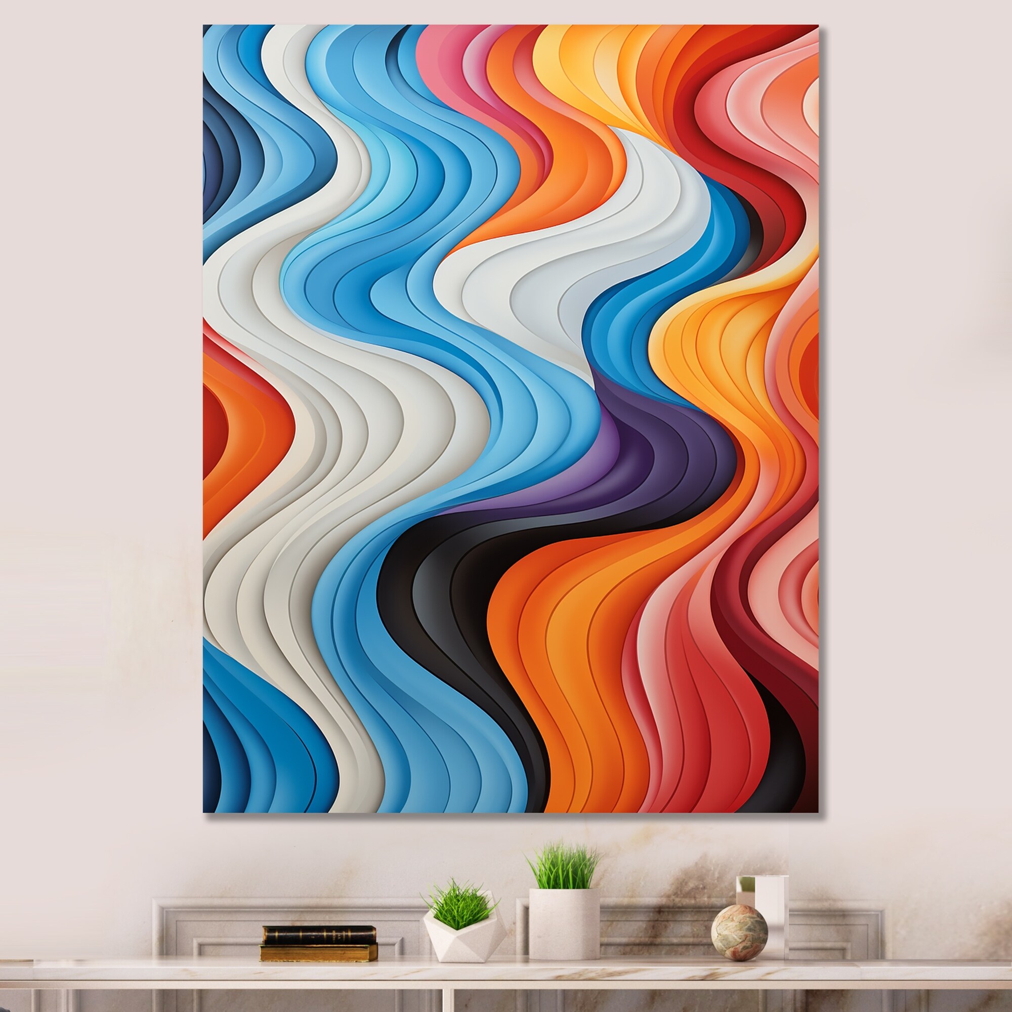 Designart "Opt Art Radiant Spectrum I" Op Art Canvas Art Print - Bed ...