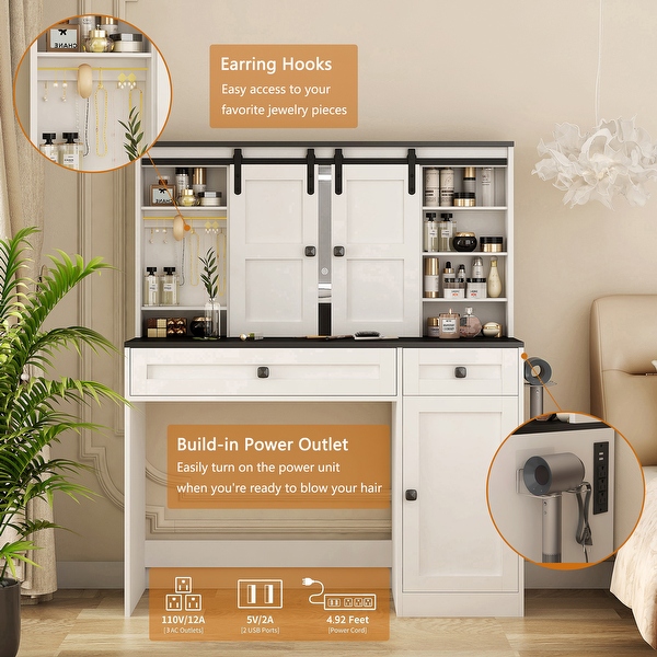 Dressing table unit with mirror store