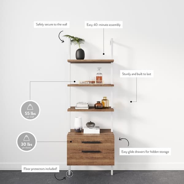 Nathan James Theo Open Shelf Industrial Bookcase with Drawers or Cabinets - Bed Bath & Beyond ...