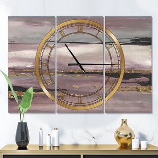 Designart 'Purple Glam Storm III' Glam 3 Panels Large Wall CLock - 36 ...