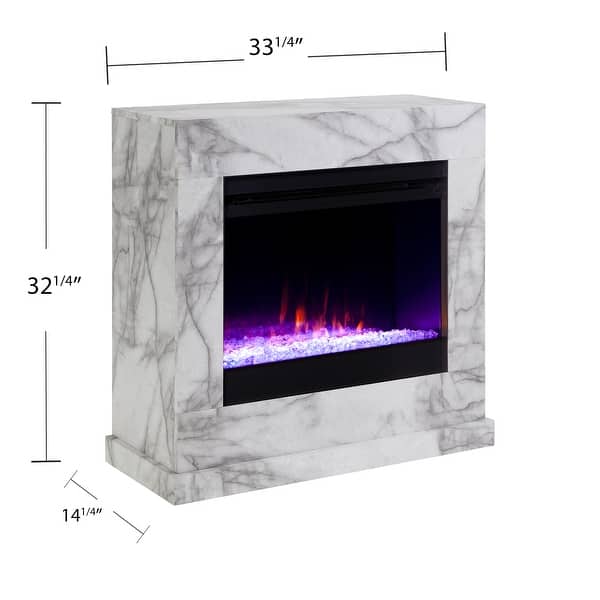 SEI Furniture Dejon Contemporary White Stone Color Changing LED ...