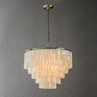 CraftHome Farmhouse Coastal Tiered Beach Capiz Chandelier Natural ...