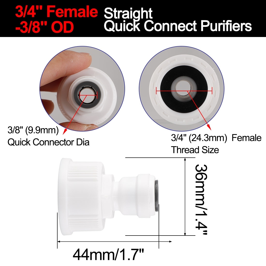 1/2 Inch BSP Female to 1/4 Inch OD Straight Quick Connect RO Water ...