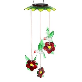 Exhart Solar Hummingbirds and Flowers Hanging Mobile with 6 Color ...