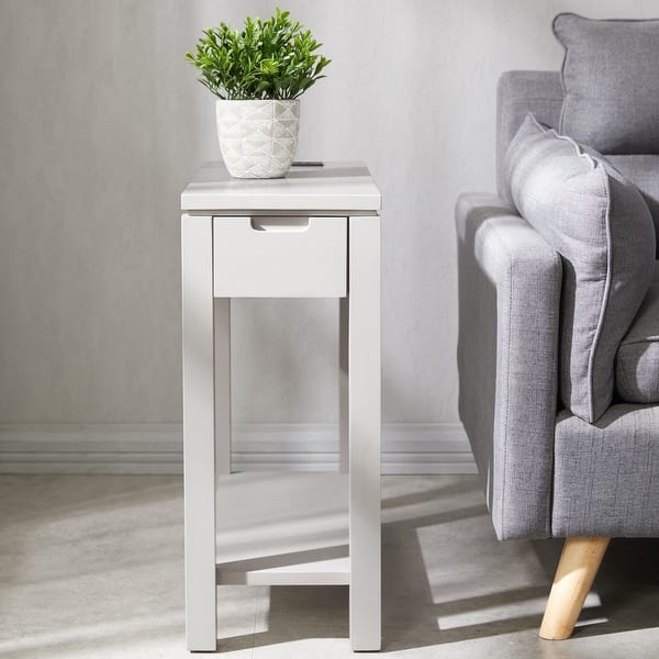 Leick Home Charging Cade Wood Side Table with Drawer - Bed Bath ...