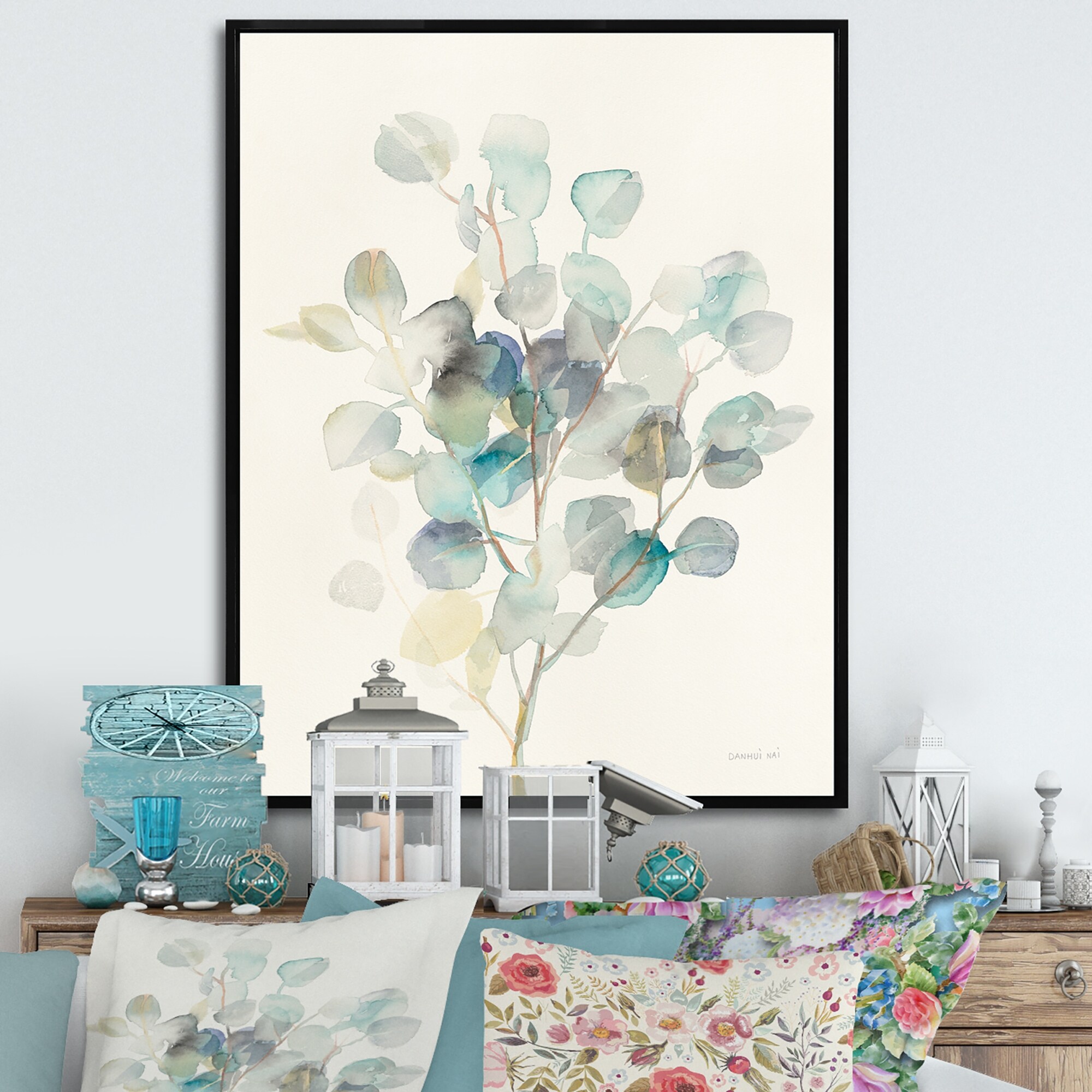 Traditional, Blue Framed Canvas - Bed Bath & Beyond