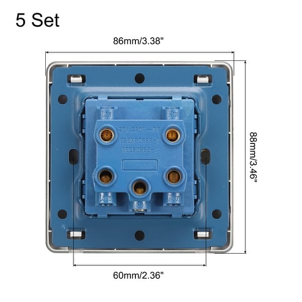 Light Rocker Switch 1 Gang 1 Way Grey 250V 20A 88mmx86mm Pack of 5 ...
