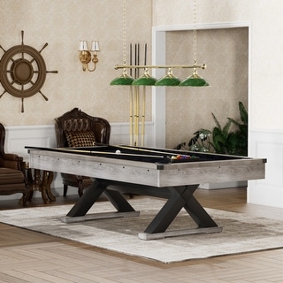 84.1" Pool Table with Billiard Balls, X-Legs, Cues, Pool Cue Chalk ...