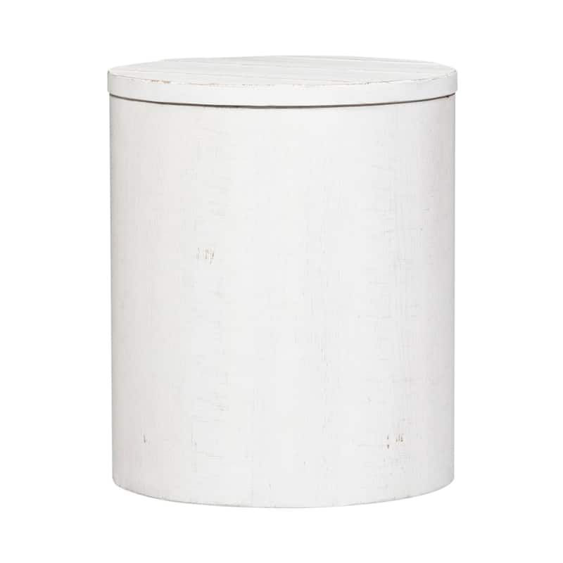 Modern Farmhouse Flea Market White Distressed Drum End Table ...