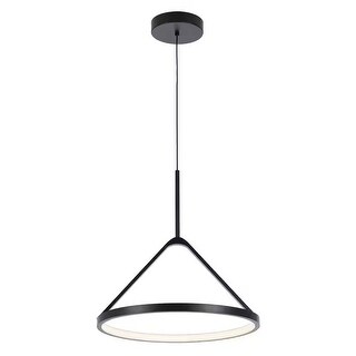 Alsy Cambridge 18"W LED Ring Satin Black Modern Pendant - N/A - Bed ...