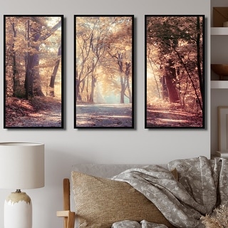 Designart "Golden Autumn Beautiful Forest" Landscape Framed Artwork Set ...