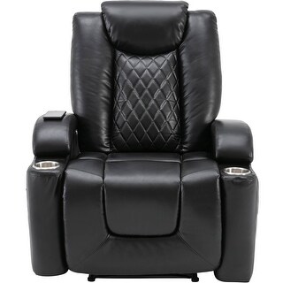 Power Motion Recliner with USB Charge Port and Cup Holder, PU Leather ...