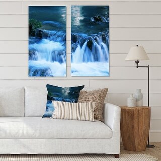Designart "Beautiful Small Blue Waterfalls" Landscape Canvas Wall Art ...