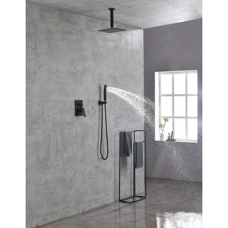 10 " Matte Black Shower Set System,Bathroom Luxury Rain Mixer Shower ...