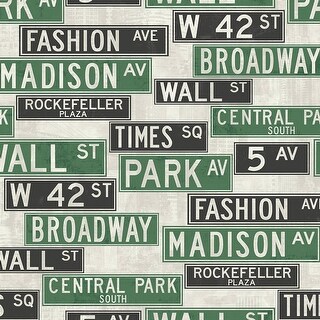 Seabrook Designs Big Apple Street Signs Unpasted Wallpaper - Bed Bath ...