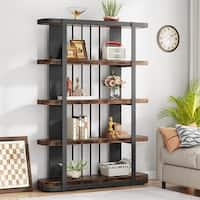 5-Tier Industrial Bookshelf, Heavy-Duty Bookcase and Bookshelves with ...