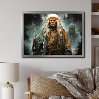 Designart "Native Art Shamans Portrait I" Native American Framed Canvas ...