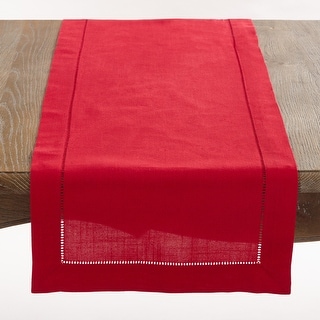 Rochester Collection Red Table Runner with Hemstitched Border - Bed ...