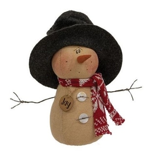 Plush Freestanding Jay Snowman with Red Knit Scarf and Floppy Grey Hat ...